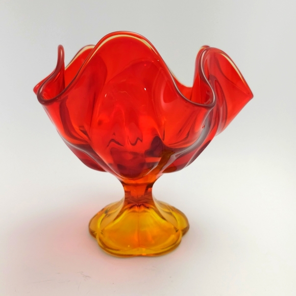 L.E. Smith | Accents | Vintage Le Smith Orange Amberina Footed Compote ...